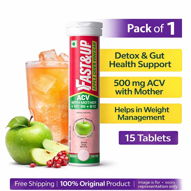 FAST&UP APPLE CIDER Vinegar Effervescent Tablets 500mg ACV 15 Tabs £16. ...