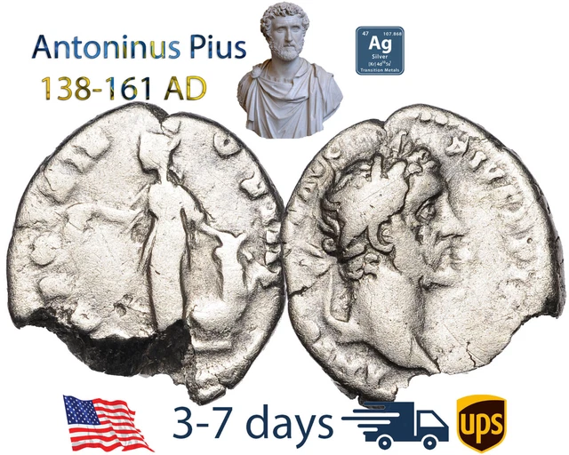 ANCIENT ROMAN EMPIRE Coin Silver Denarius ANTONINUS PIUS 138-161 AD ...