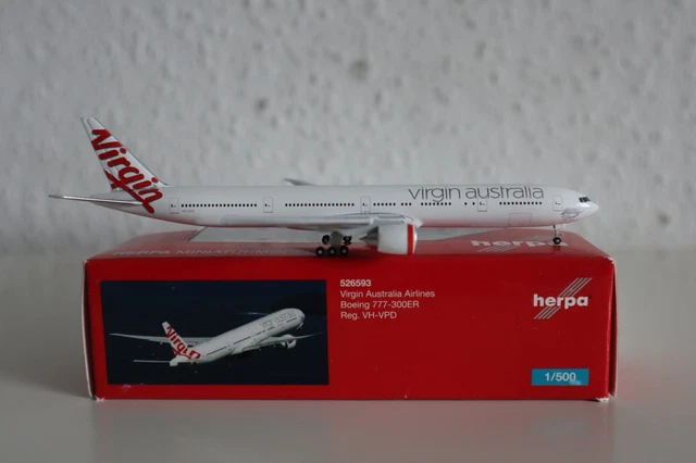 HERPA WINGS VIRGIN Australia Airlines Boeing 777-300ER VH-VPD 526593 1:500 EUR 64,90 - PicClick DE