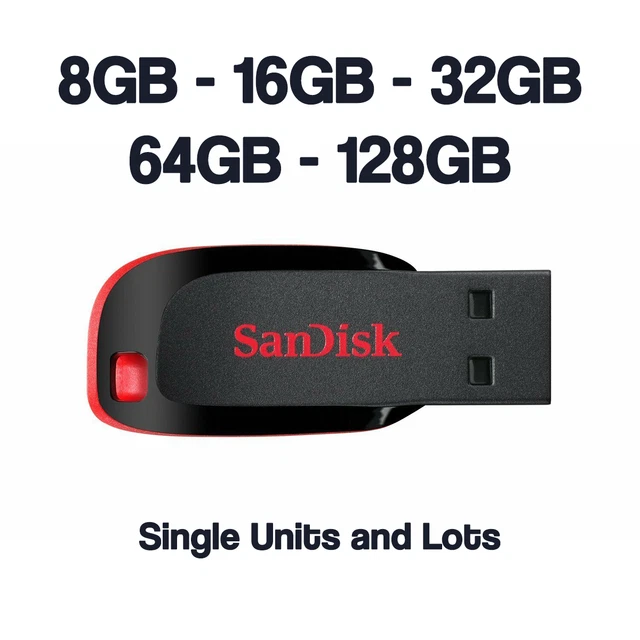 SANDISK 8GB 16GB 32GB 64GB 128GB Cruzer Blade Flash Drive Memory Stick ...