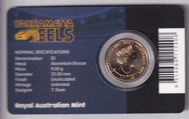 AUSTRALIAN: 2024 $1 Nrl Rugby Parramatta Eels Unc Coin On Card - Scarce ...