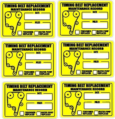 6 X TIMING Belt Replacement Stickers - 60mm x 55mm - Cam Belt - Service ...