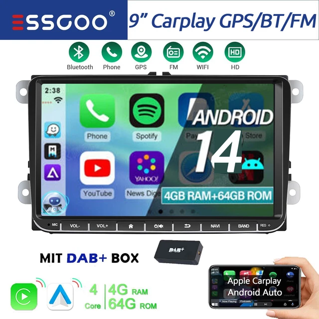 DAB+ ANDROID 14 4+64G Autoradio Carplay GPS Navi Für VW GOLF 5 6 Touran Polo EOS EUR 169,99 ...