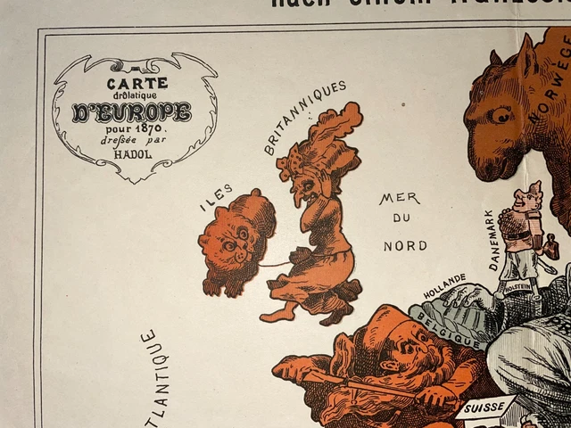 SATYRICAL MAP OF Europe War Of 1870 Paul Hadol Original Lithography ...