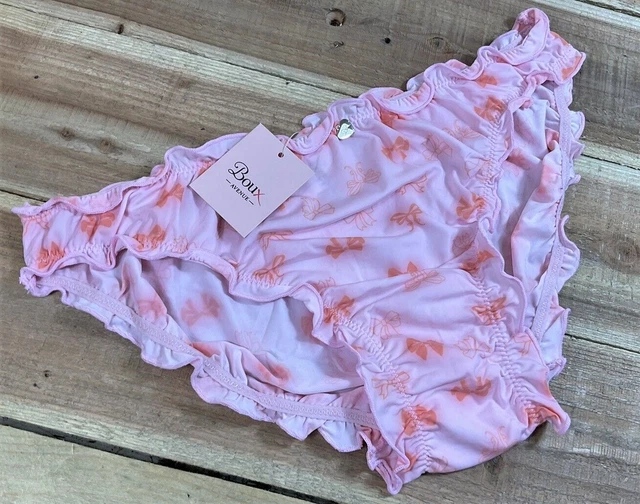 SILKY SLIPPERY PINK Buttery Frilly Ruffle Bow Panties Knickers UK 16 US ...