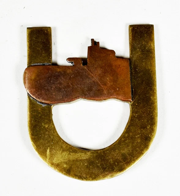 WORLD WAR TWO Submarine U Boat Trench Art Brass Emblem Badge Plaque £7. ...