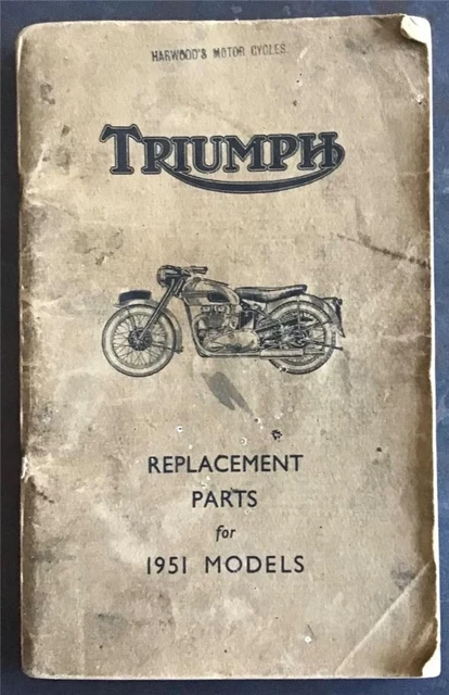 TRIUMPH MOTORCYCLES 1951 Illus Spare Parts List 3T De Luxe SPEED TWIN ...