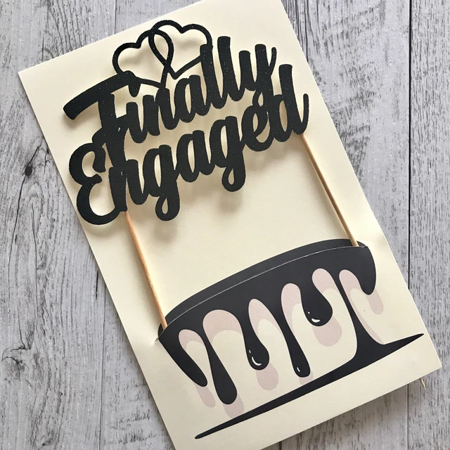 ENGAGEMENT CAKE TOPPER | Finally Engaged Cake Topper $11.00 - PicClick AU