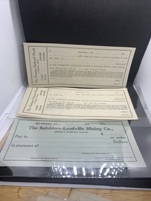 EARLY 1900’S BLANK Bank Notes Belvidere-Leadville Mining and Farmers ...