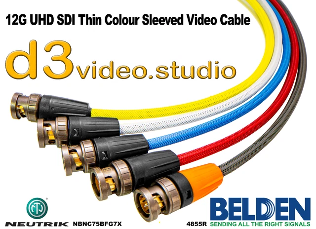 12G SDI CAMERA Rigging Video Cable - Belden 4855R in colour sleeve ...