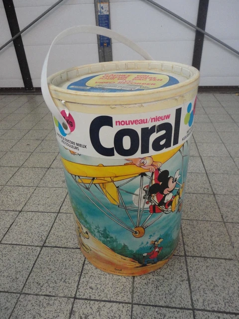ANCIEN BARIL DE lessive CORAL en carton disney mickey minnie donald et ...