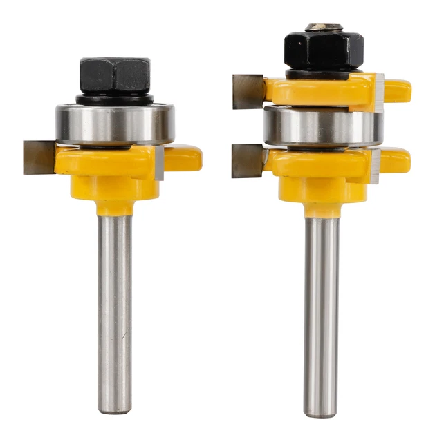 TONGUE AND GROOVE Router Bit Set 1/4 Inch Shank 3 Teeth Wood Milling ...
