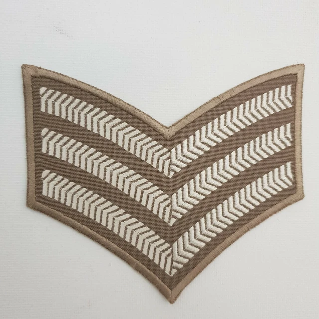BRITISH ARMY SERGEANT white on stone rank insignia stripe £5.25 ...