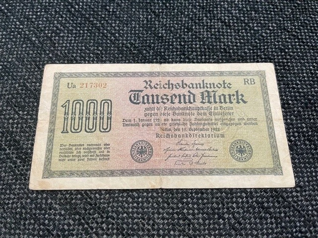 GERMANY 1000 MARK, 1922 Pick 76 with Anti-Jewish overprint - LOT of 4 ...