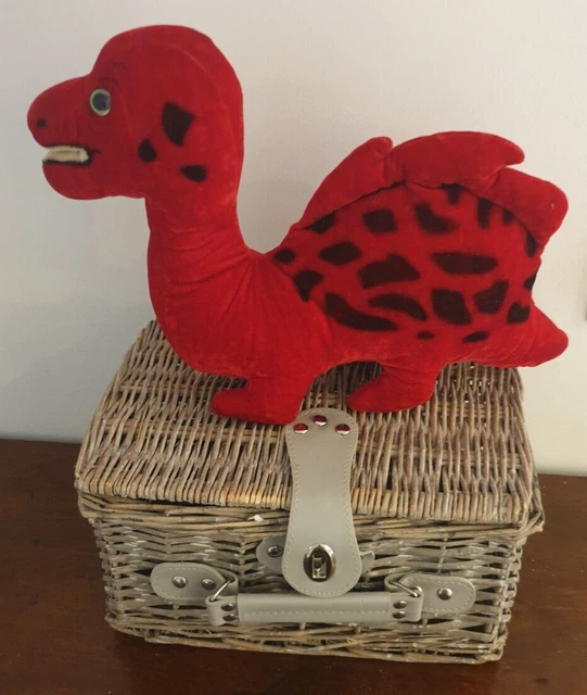 RARE VINTAGE MERRYTHOUGHT Red Dragon / Dinosaur Soft Toy - 14" £17.99 ...