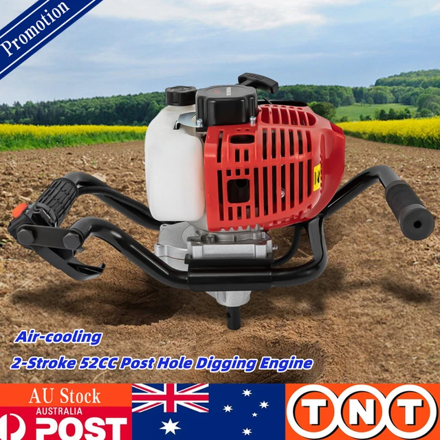 2-STROKE 52CC POST Hole Digger Petrol Powered Fence Hole Earth Drilling ...