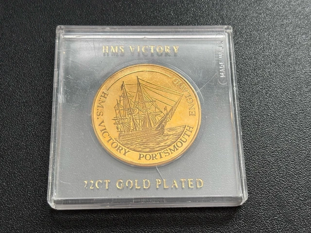HMS VICTORY ADMIRAL Lord Nelson Commemorative Coin 22ct Gold Plated ...