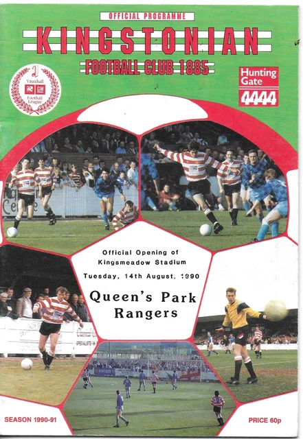 KINGSTONIAN V QUEENS Park Rangers 14 Aug 1990 Pre-Season Friendly Vgc £ ...