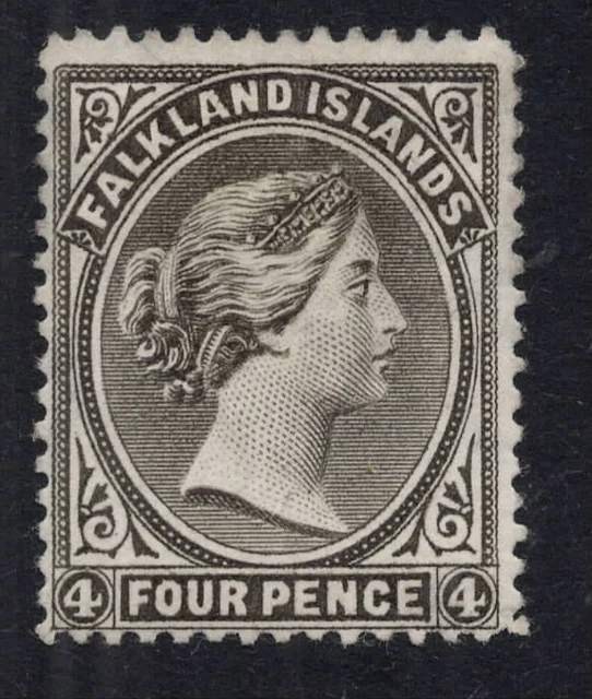 FALKLAND ISLANDS. SG12X. 4d olive-grey. Reversed w/m. Mint with Heijtz ...