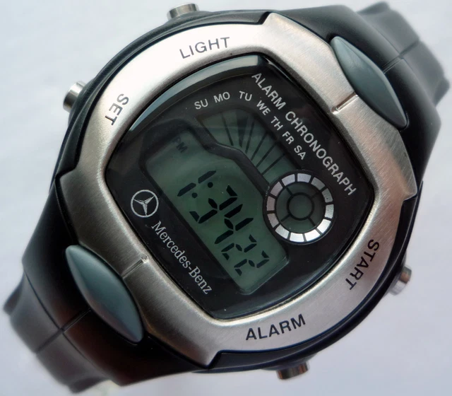 MERCEDES BENZ CLASSIC Retro LCD Digital Sport Alarm Design Chronograph ...