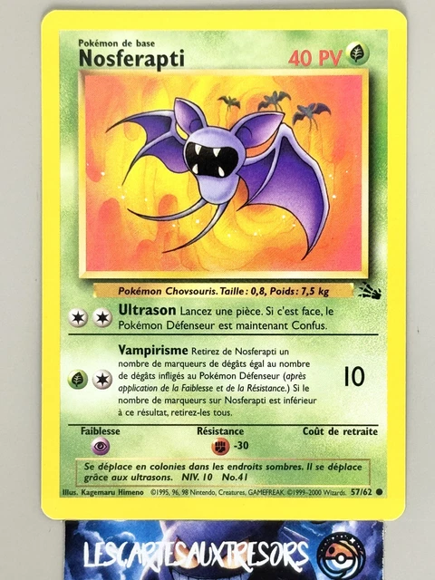 CARTE POKÉMON NOSFERAPTI 57/62 EDITION 2 ED2 Fossile NM VF FR EUR 4,99 ...