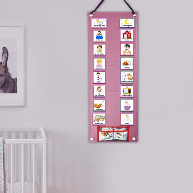 KIDS VISUAL SCHEDULE Calendar Chart with 70 Cards Weekly Progress Chart ...