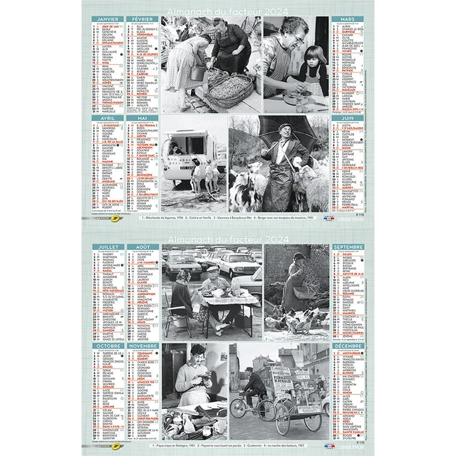 CALENDRIER LA POSTE 2024, Almanach du facteur, scènes de vie d ...