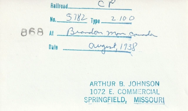 ORIGINAL PHOTO OF Canadian Pacific Steam Locomotive 5782 Brandon, MB ...