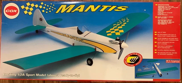 NEW VINTAGE COX Mantis Model Airplane Kit 7300 Rc 1/2A Arf Sport Balsa ...