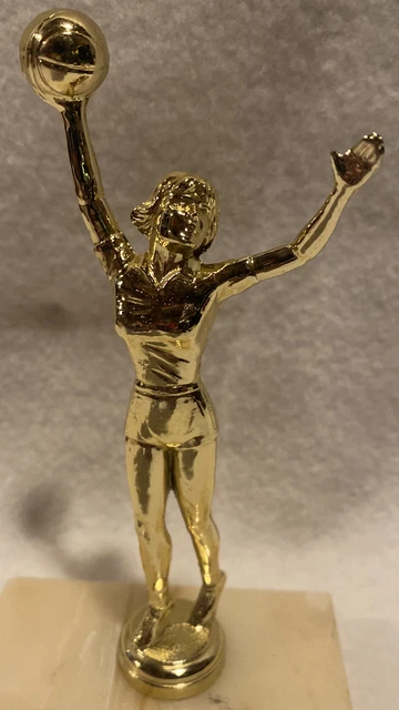 VINTAGE GOLD METAL Female Basketball Figure Trophy Topper 6 Inches Tall ...