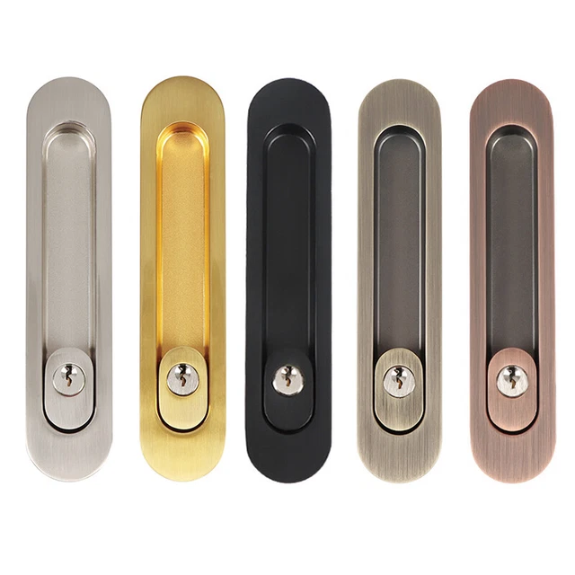 DURABLE RECESSED HIDDEN Sliding Door Lock Mortise Hook Lock Set w Brass ...