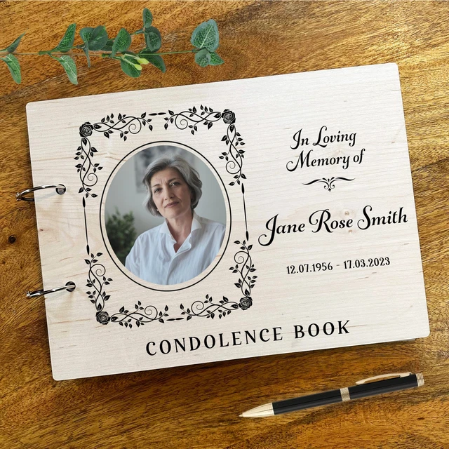 BLACK VINTAGE ROSE Photo Sympathy In Loving Memory Funeral Condolence ...