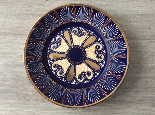 ASSIETTE CREUSE HB Quimper F 176 D.708 Faïence bleue et or émaillée ...