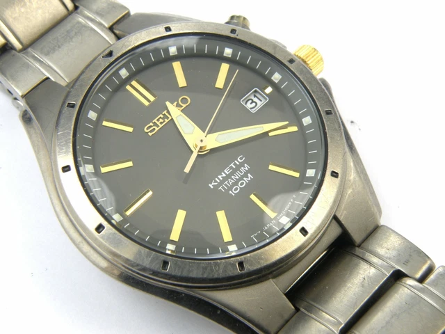 MENS VINTAGE SEIKO Kinetic Titanium Watch 5M62-0AM0 - 100m EUR 227,21 ...