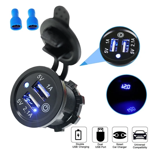 PANNEAU DE CHARGEUR de voiture bateau avec deux ports USB et prise briquet de mo EUR 13,10 ...