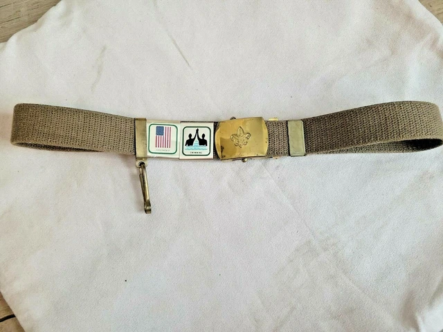 VINTAGE BSA BOY Scout Belt with Buckle with (2 Slide Merit Badges) $5. ...