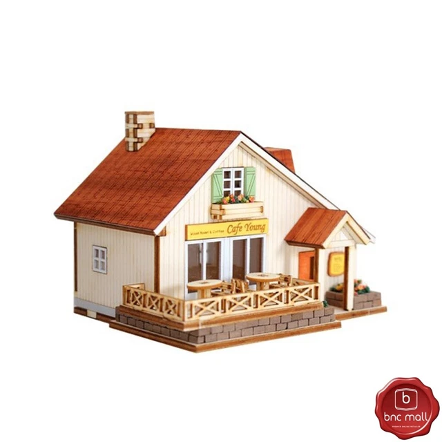 YOUNGMODELER 3D WOODEN Model Kit DIY Provence Cafe Self-Assembly Craft ...