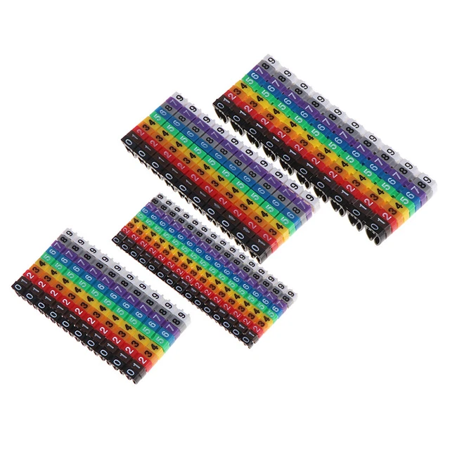 CABLE MARKERS COLOURFUL C-Type Marker Number Tag Label For Wire 1.5mm² ...