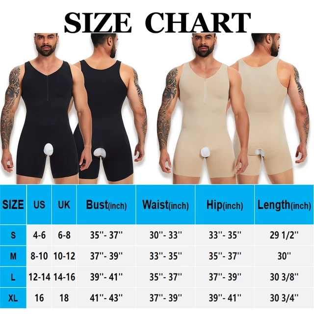 MEN WIDE STRAP Shapewear Tummy Control Full Body Shaper Slimming Zipper ...