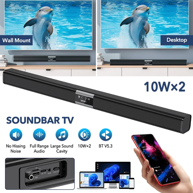 32 Bluetooth Speaker Subwoofer Sound Bar Tv Aux Soundbar Home Theater