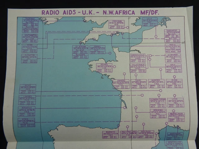 WW2 &CONFIDENTIAL& MAP of RAF "DIRECTION FINDING RADIO AIDS (MF)" UK-N ...