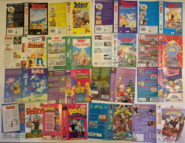 CHILDREN’S BUNDLE VHS Video Tape Sleeves /covers, Simpsons, Asterix ...