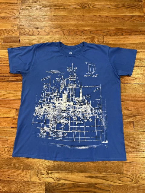 DISNEY PARKS WALT Disney Magic Kingdom Blueprint Graphic T Shirt ~XXL ...
