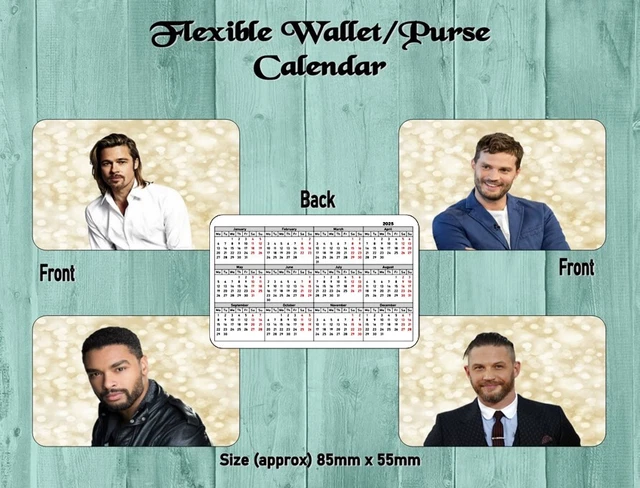 HOLLYWOOD ACTOR WALLET/PURSE Flexible 2025 Calendar Credit Card Size £4 ...