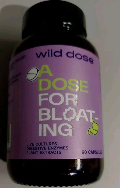WILD DOSE, A Dose For Bloating 60 Capsules, Food Supplement BBE: 07/27 ...