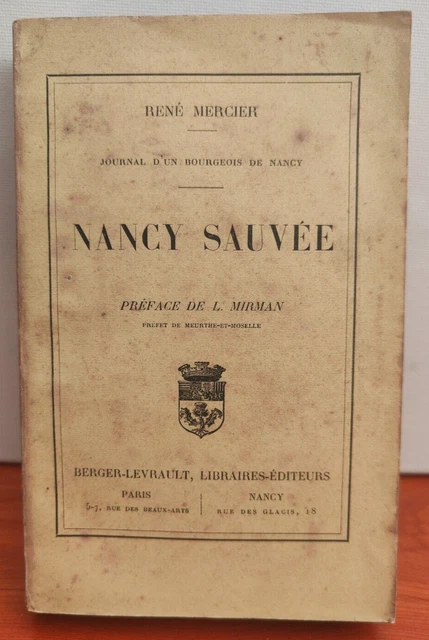 NANCY SAUVÉE, DE René Mercier Edité par Berger-Levrault Lib.-Edit., H1 ...