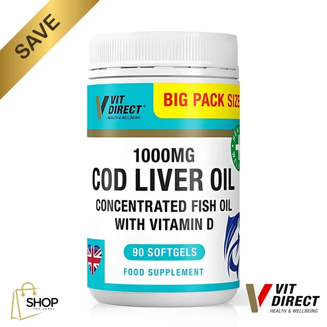 VIT DIRECT CONCENTRATED Cod Liver Oil Soft Gels Vitamin A D E Health ...
