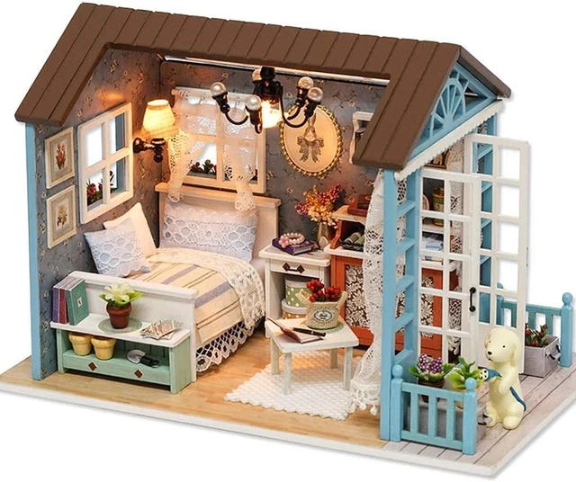 DIY MINIATURE HOUSE Kits with Furniture and LED Lights, CUTEROOM 3D ...