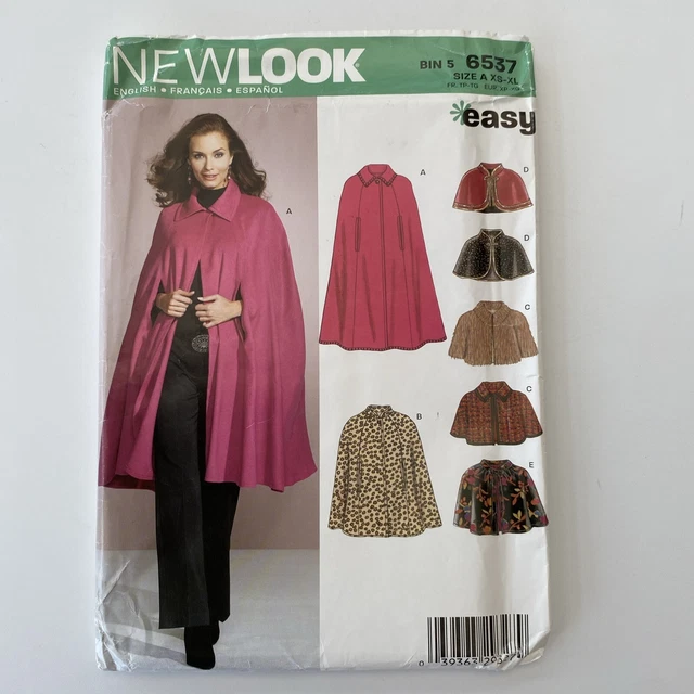 NEW LOOK SEWING Pattern 6537 Cape Different Lengths Size XS-XL Uncut £9 ...