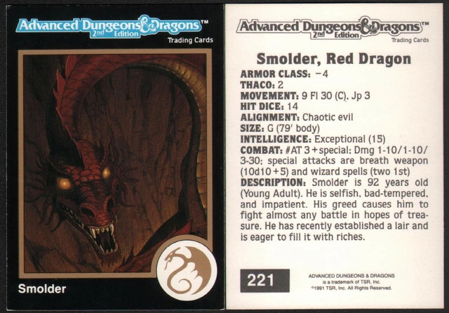1991 TSR AD&D Gold Border RPG Fantasy Art Donjons & Dragons Card #221 ...